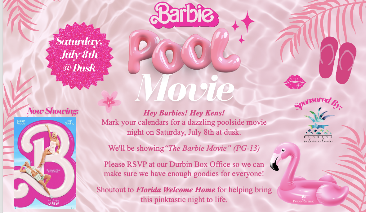 Barbie Pool Movie - Durbin Crossing Living